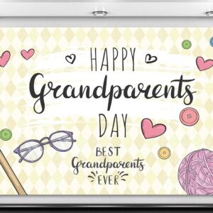 Nepnuser Happy Grandparents Day Photo Booth Backdrop School Event Retirement Love Grandparents Party Decorations Grandpa Grandma Holiday Photo Wall Decor (5.9×3.6ft)