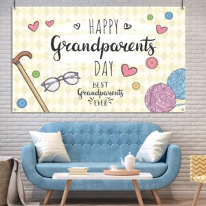 Nepnuser Happy Grandparents Day Photo Booth Backdrop School Event Retirement Love Grandparents Party Decorations Grandpa Grandma Holiday Photo Wall Decor (5.9×3.6ft)