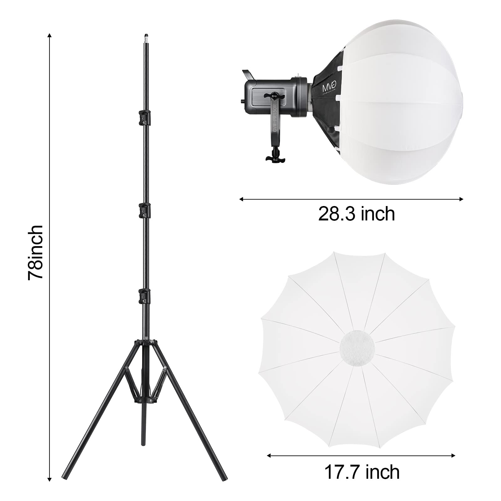 GVM 150W RGB Video Light Kit, 2700K~7500K Bi-Color LED Video Light Photography Studio Lighting Kit with Lantern Softbox & Stand, Continuous Output Lighting Kit with 8 Lighting Effects, CRI 97+