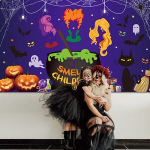 JKQ Halloween I Smell Children Backdrop Banner 73 x 43 Inch Large Size Halloween Drink Up Witches Background Banner with Pumpkin Bat Spider Signs Halloween Baby Shower Birthday Party Decorations