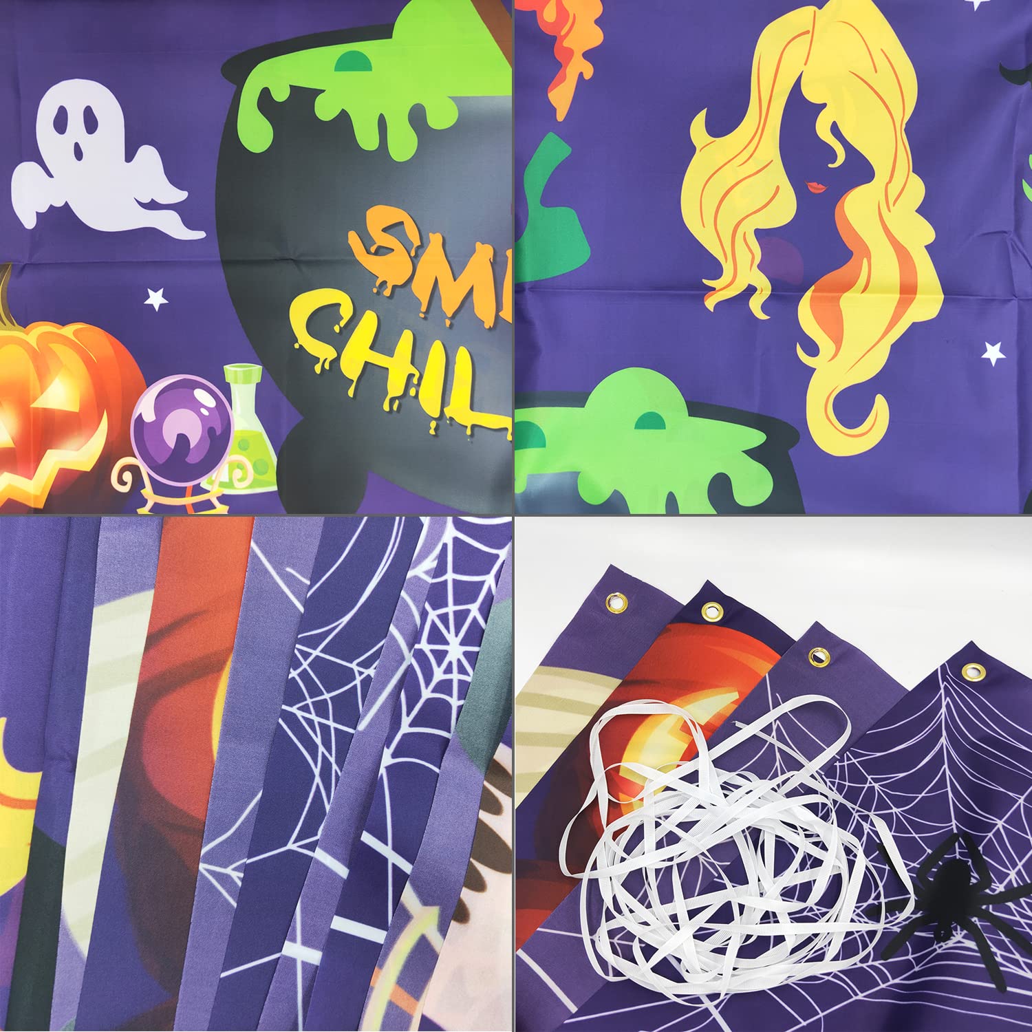 JKQ Halloween I Smell Children Backdrop Banner 73 x 43 Inch Large Size Halloween Drink Up Witches Background Banner with Pumpkin Bat Spider Signs Halloween Baby Shower Birthday Party Decorations