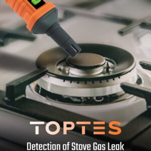 TopTes PT210 Gas Leak Detector, Natural Gas Detector with Audible & Visual Alarm, Locating The Source of Propane, Methane, and Combustible Gas Leaks for Home and RV (Includes Battery x2) - Orange