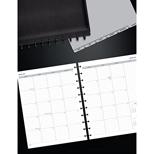 TUL® Discbound Monthly Planner Refill with 12 Tab Dividers, Letter Size, Gray, January to December 2023