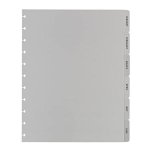 TUL® Discbound Monthly Planner Refill with 12 Tab Dividers, Letter Size, Gray, January to December 2023