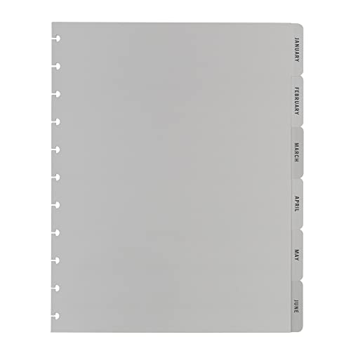 TUL® Discbound Monthly Planner Refill with 12 Tab Dividers, Letter Size, Gray, January to December 2023