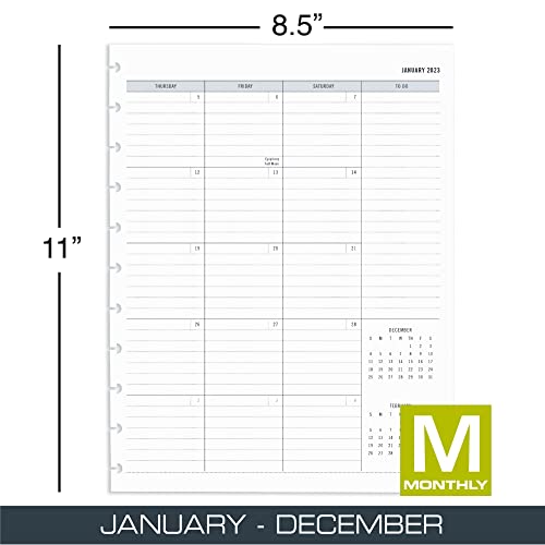 TUL® Discbound Monthly Planner Refill with 12 Tab Dividers, Letter Size, Gray, January to December 2023