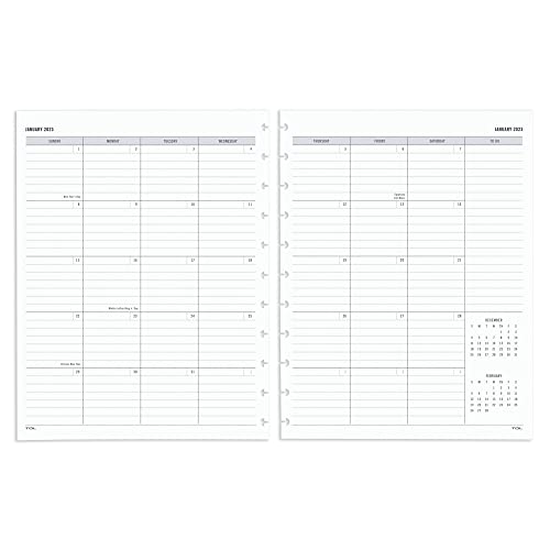 TUL® Discbound Monthly Planner Refill with 12 Tab Dividers, Letter Size, Gray, January to December 2023