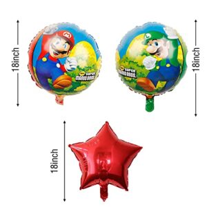 Mario Brothers Foil Balloons Mario Birthday Party Supplies 3rd Mario Party Decorations for Kids Birthday (Mario 3rd Birthday)