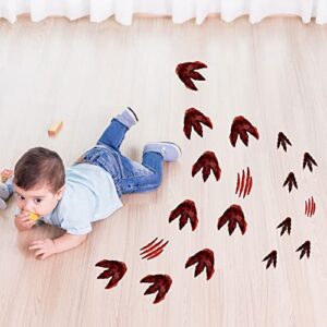 64 Pieces Halloween Dinosaur Footprints Stickers Vinyl Peel and Stick Dinosaur Floor Decals Removable Bloody Dinosaur Track Stickers Dino Footprints Wall Decals