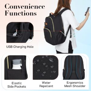 Missnine 3 Compartments Travel Women Backpack Water Resistant Casual Daypack with USB Charging Hold Work College Bookbag