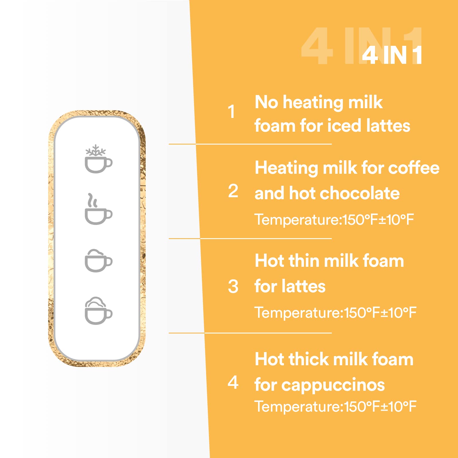 MARKABLE Milk Frother, Electric Milk Steamer, Milk Warmer, Automatic Hot/Cold Stainless Steel Foam Maker for Coffee, Latte, Cappuccino, Macchiato, Hot Chocolate