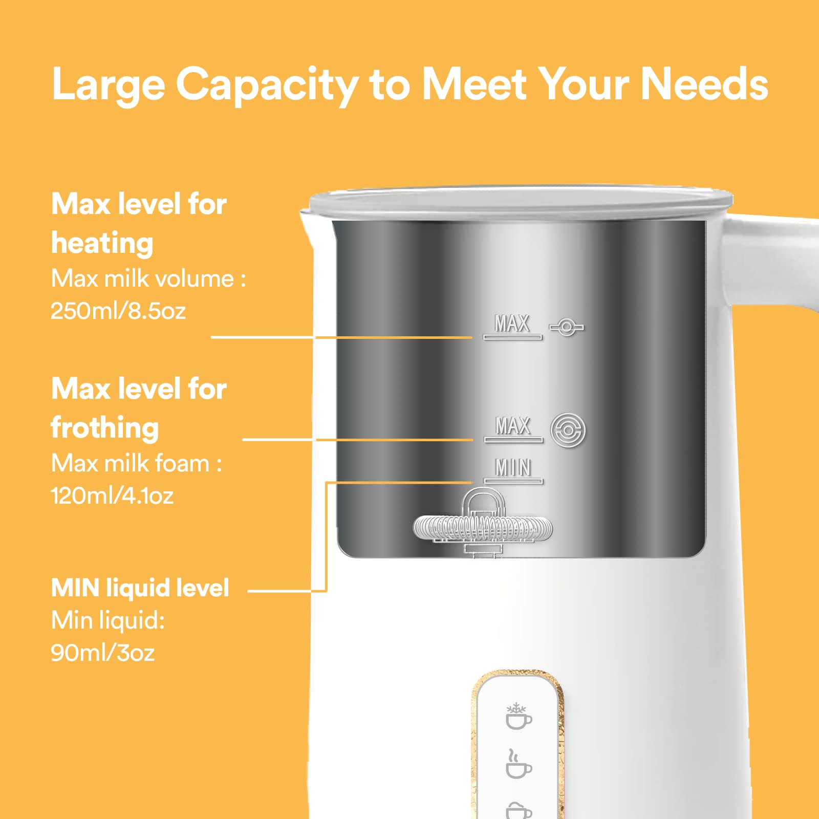 MARKABLE Milk Frother, Electric Milk Steamer, Milk Warmer, Automatic Hot/Cold Stainless Steel Foam Maker for Coffee, Latte, Cappuccino, Macchiato, Hot Chocolate