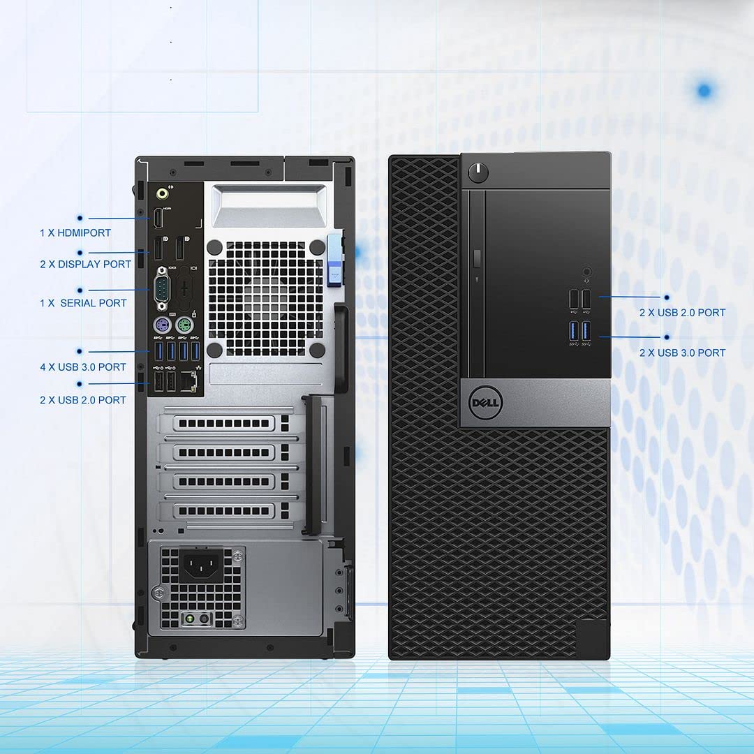 Dell PC Tower Computer OptiPlex 7040 Desktop, i7 6700 3.40GHz,32GB DDR4 Ram 512GB M.2 NVMe M.2 SSD, 1TB HDD, Built-in WiFi 6E AX210,Bluetooth 5.2 Windows 10 Pro,3 Monitor Support (Renewed)