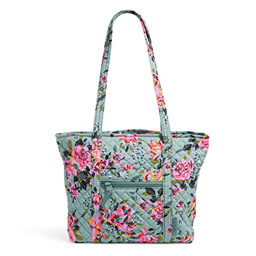 Vera Bradley Women's Cotton Small Tote Bag, Rosy Outlook - Recycled Cotton, One Size