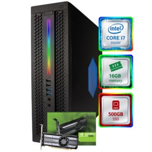 hp elite rgb gaming desktop computer | intel quad core i7 (4.0ghz turbo) | geforce gt 1030 (2gb) gpu | 16gb ddr4 ram | 500gb solid state ssd | 5g-wifi + bluetooth | win 10 gaming pc (renewed)