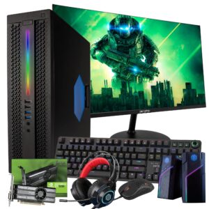 hp elite rgb gaming computer | intel i5 (3.6ghz turbo) | geforce gt 1030 (2gb) gpu | 16gb ddr4 ram | 500gb ssd + 1tb | 5g-wifi + bluetooth | windows 10 gaming pc w/black battlestation kit (renewed)