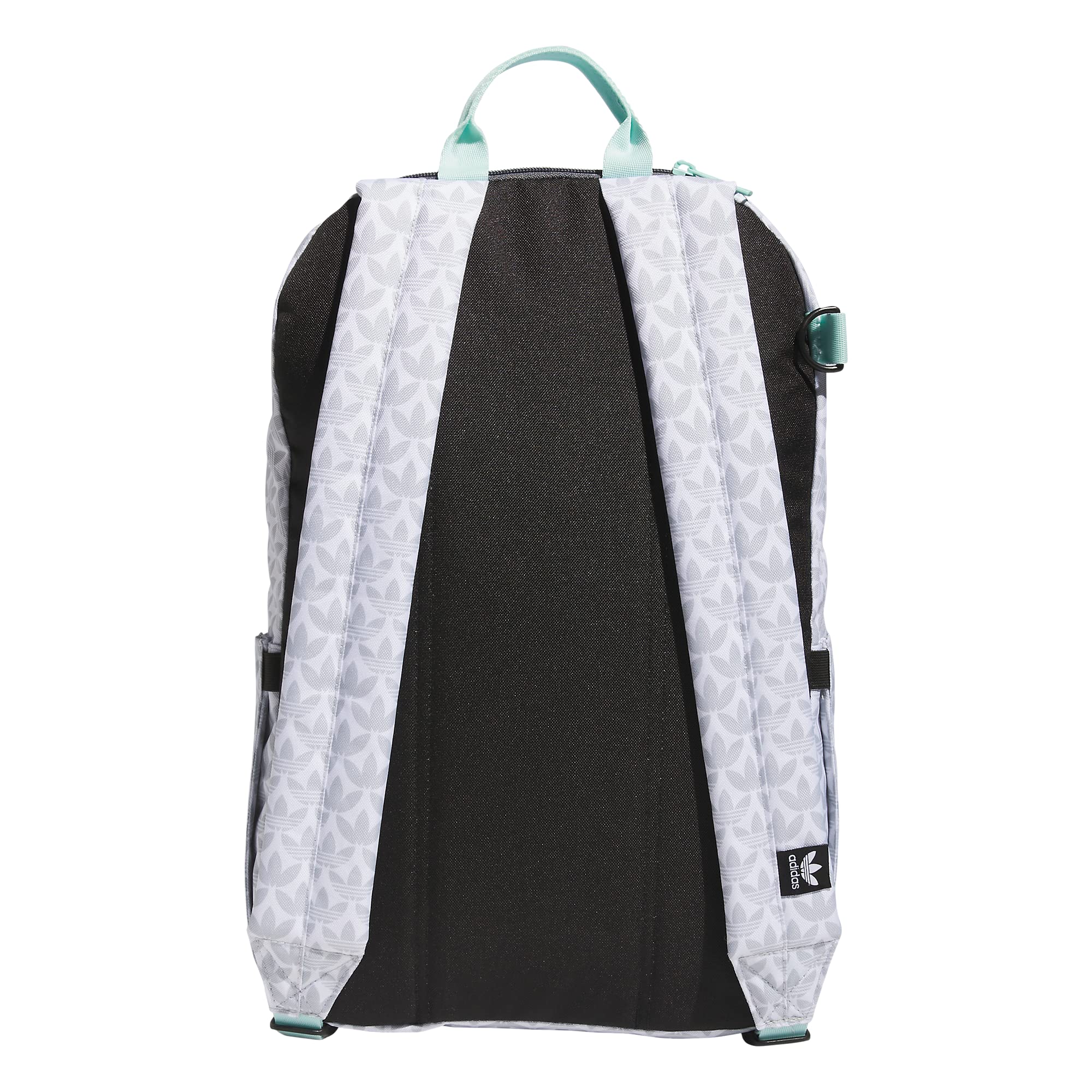 adidas Originals Graphic Backpack, Monogram AOP-White/Carbon Grey/Semi Flash Aqua Blue, One Size