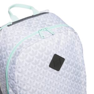 adidas Originals Graphic Backpack, Monogram AOP-White/Carbon Grey/Semi Flash Aqua Blue, One Size