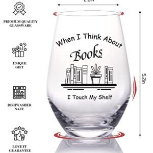 comfit Gifts for Book Lovers - Funny Book Club Stemless Wine Glass Gifts for Reader Lovers, Librarian,Teacher, Nerd Gift Idea,Inspirational Birthday Gifts for Book Lover Friend