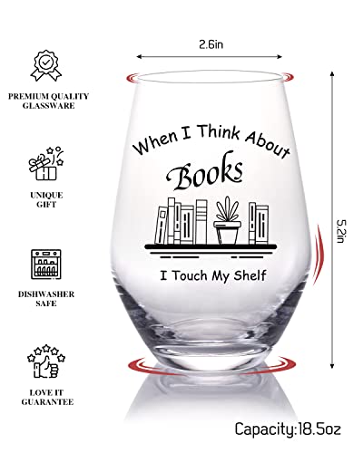 comfit Gifts for Book Lovers - Funny Book Club Stemless Wine Glass Gifts for Reader Lovers, Librarian,Teacher, Nerd Gift Idea,Inspirational Birthday Gifts for Book Lover Friend