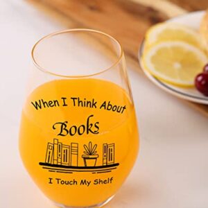 comfit Gifts for Book Lovers - Funny Book Club Stemless Wine Glass Gifts for Reader Lovers, Librarian,Teacher, Nerd Gift Idea,Inspirational Birthday Gifts for Book Lover Friend