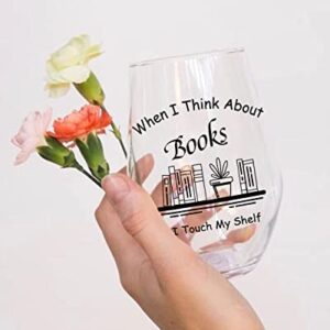 comfit Gifts for Book Lovers - Funny Book Club Stemless Wine Glass Gifts for Reader Lovers, Librarian,Teacher, Nerd Gift Idea,Inspirational Birthday Gifts for Book Lover Friend