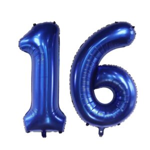 40 inch navy blue number 16 balloon ，giant large aluminum film number 16 balloon ，16th birthday decoration balloons ，children's birthday party r decoration supplies (navy blue 16)