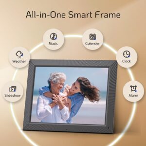 NexFoto 16.2 Inch Extra Large Digital Picture Frame 32GB with Remote Control, WiFi Digital Photo Frame with IPS Touch Screen,Easy to Share Photos via App, Wall-Mountable, Gift for Mother