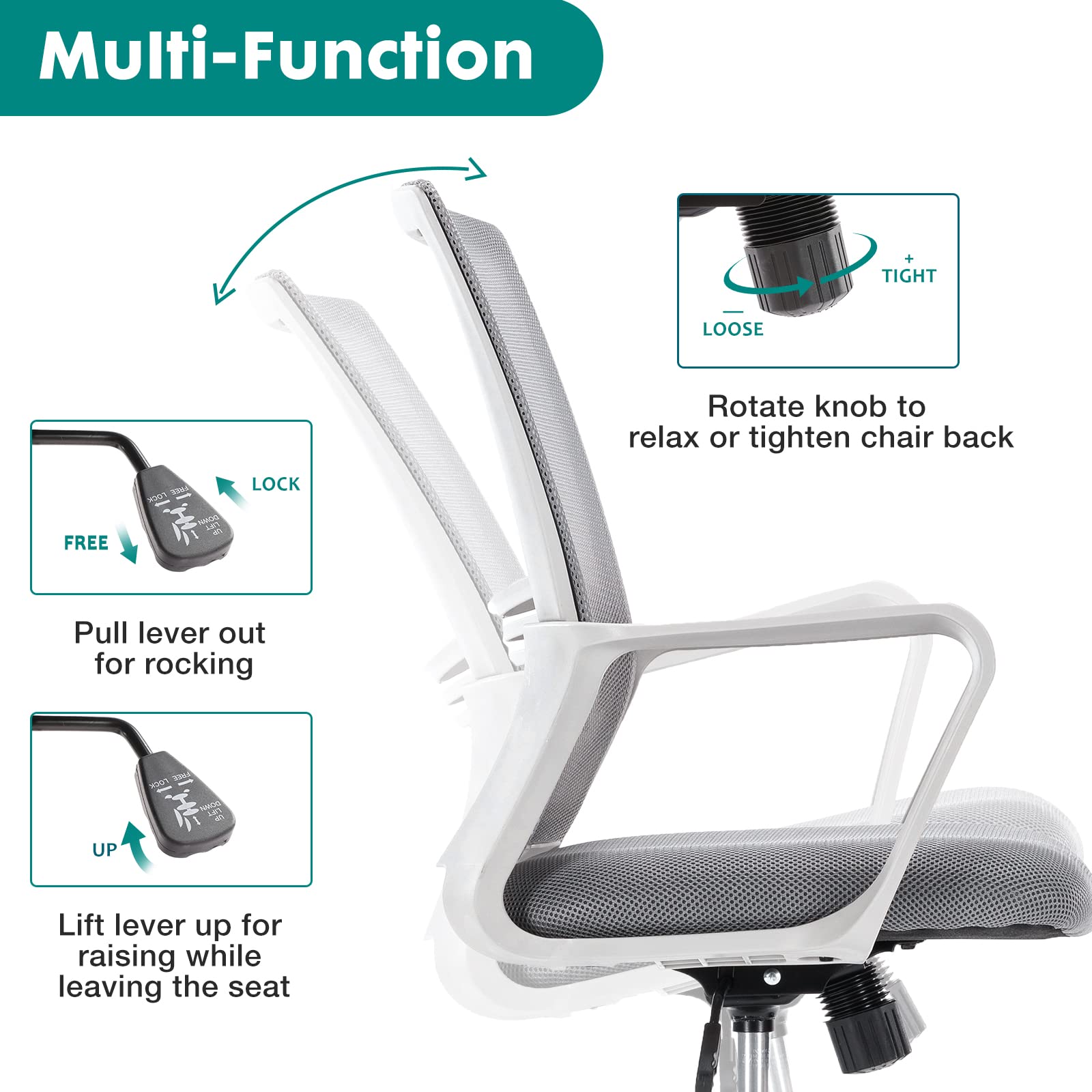 Drafting Chair - Tall Standing Office Desk Chair with Adjustable Foot Ring, Chair with Ergonomic Lumbar Support, Adjustable Height, Breathable Mesh