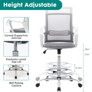 Drafting Chair - Tall Standing Office Desk Chair with Adjustable Foot Ring, Chair with Ergonomic Lumbar Support, Adjustable Height, Breathable Mesh