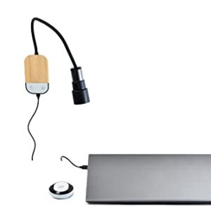 Cool Light Shop Multi-Functional LED Wall and Desk Lamp, Remote Control Sets Color, Adjustable Focus. Black Housing with Walnut Finish. 14 x 2.5 1 in. Powers USB Cable (Black), (MFL01)