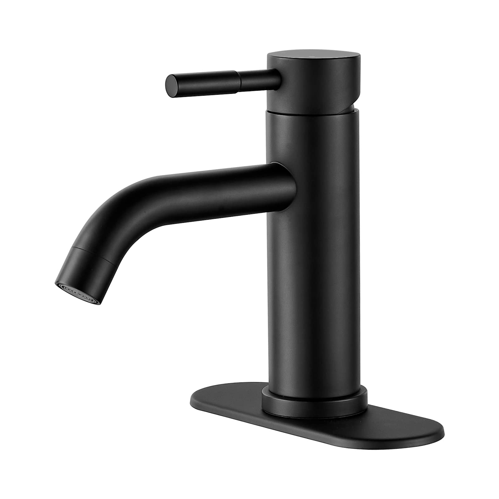 GENBONS Black Bathroom Faucet Single Hole RV Bathroom Faucet Stainless Steel Bathroom Sink Faucet 1 Hole with 3 Hole Deck Plate，Water Supply Lines with cUPC Certification