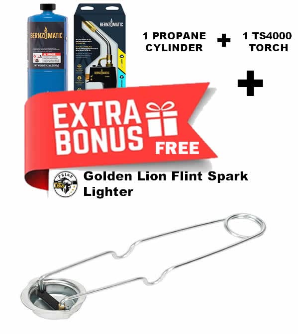 TS4000 Trigger Start Torch + 1 Propane Fuel Pro Gas Hand Torch Style Cylinder 14.1 oz With Golden Lion Bonus