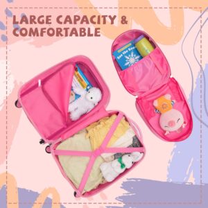 VLIVE Kids Luggage Set for Girls, 12” Backpack on Carry on Luggage for Kids, Travel Suitcase with Wheels for 3-5 years old (Unicorn)