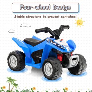 OLAKIDS Kids Ride On ATV, 6V Electric Vehicle for Toddlers, 4 Wheeler Battery Powered Motorized Quad Toy Car for Boys Girls with LED Lights, Horn (Blue)