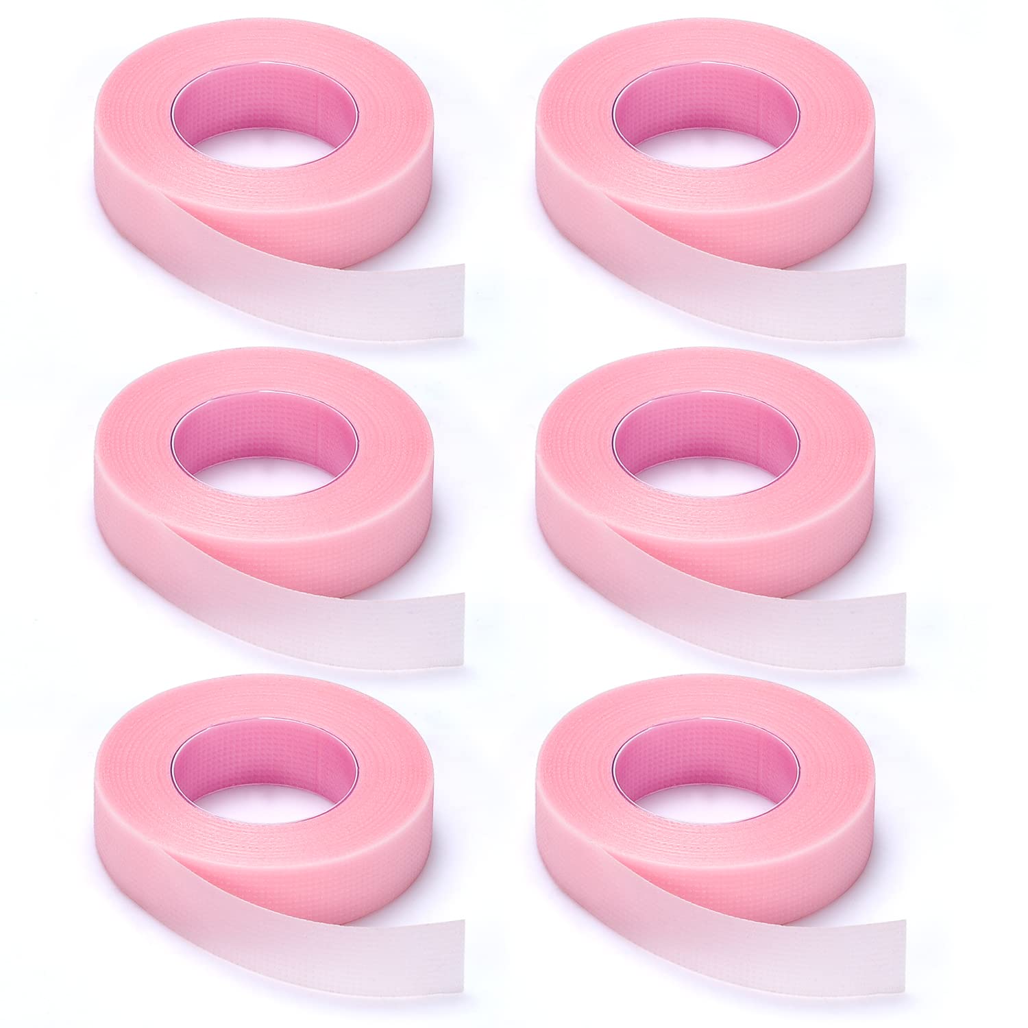 TEOYALL 6 Rolls PE Lash Extension Tapes, Adhesive Breathable Micropore Eyelash Tapes Lash Extension Supplies for Makeup Salon (Pink)