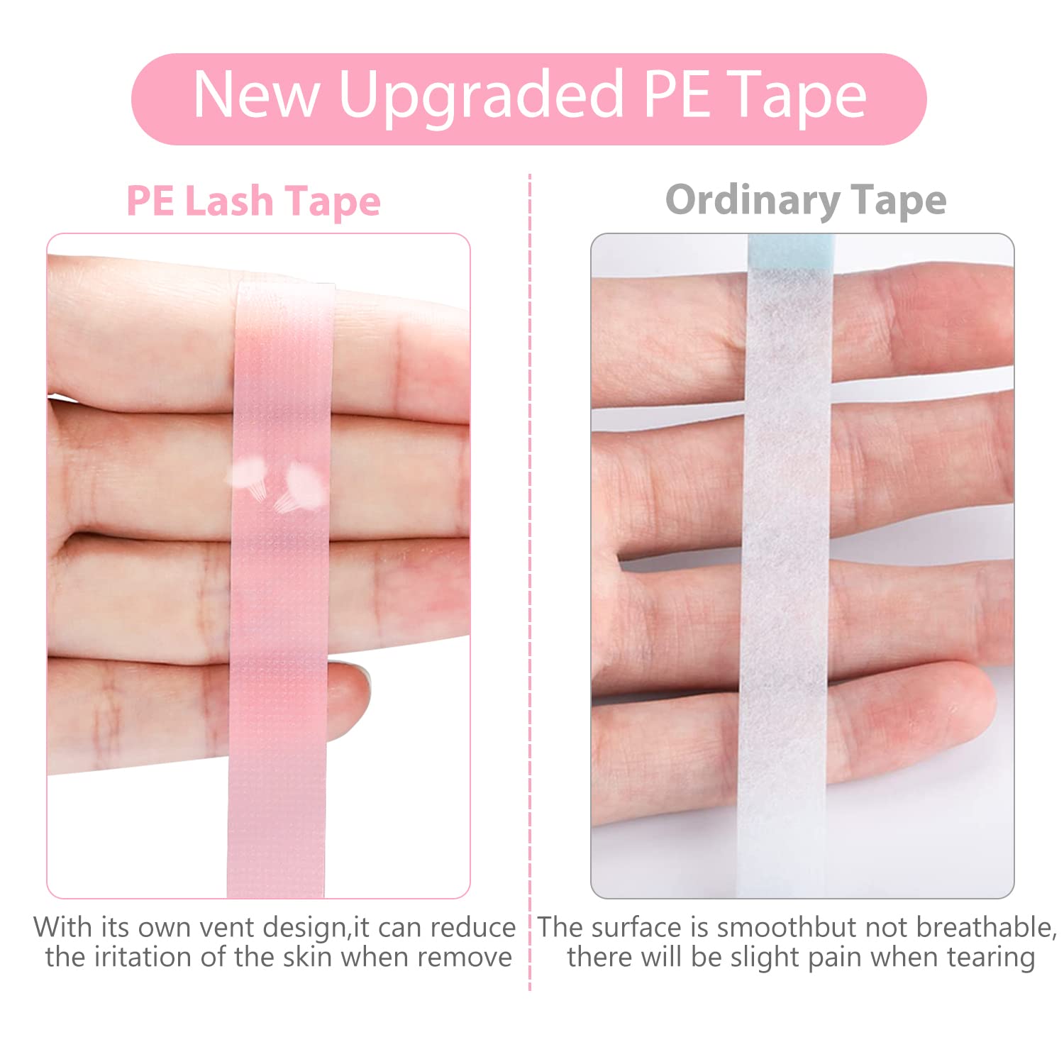 TEOYALL 6 Rolls PE Lash Extension Tapes, Adhesive Breathable Micropore Eyelash Tapes Lash Extension Supplies for Makeup Salon (Pink)