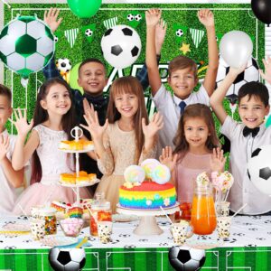 122 Pcs Soccer Themed Birthday Party Supplies Soccer Party Decorations Include Soccer Backdrop Soccer Balloons Plastic Soccer Table Covers Tablecloth Soccer Theme Sport Activity for Kid Adult