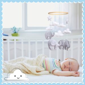 Elephant Baby Crib Mobile Neutral Felt Nursery Ceiling Decoration Cloud and Star Felt Baby Mobile Elephant Mobiles for Shower Gifts Baby Cribs Ceiling Hanging Decorations