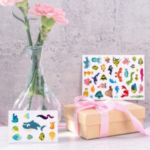 Cute Sea Animal Ocean Temporary Tattoo Stickers 615 Count summer Tropical Fish Shark Mermaid Party Favors Goodie Gift Bags Decor Waterpoof Fake Tattoos Art Craft for Kids Birthday Party Supplies Gifts