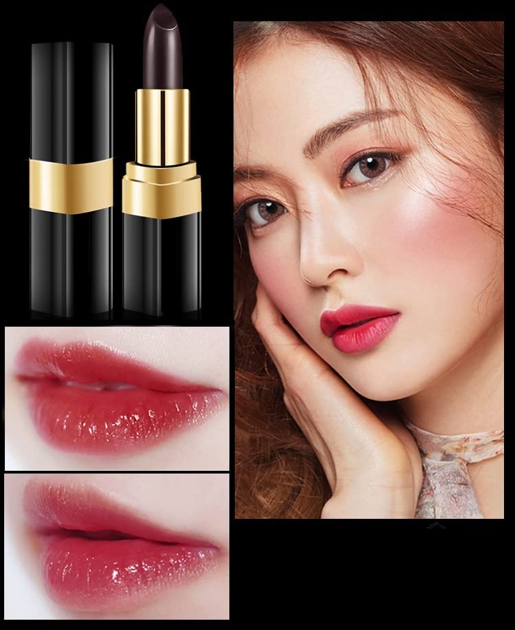 Axnzp Magic Temperature Changing Colors Lipstick,Long Lasting Waterproof Magic Color Changing Lipstick, Lip Stain Gloss Moisturizing for Women(Black Change into Brick Red)