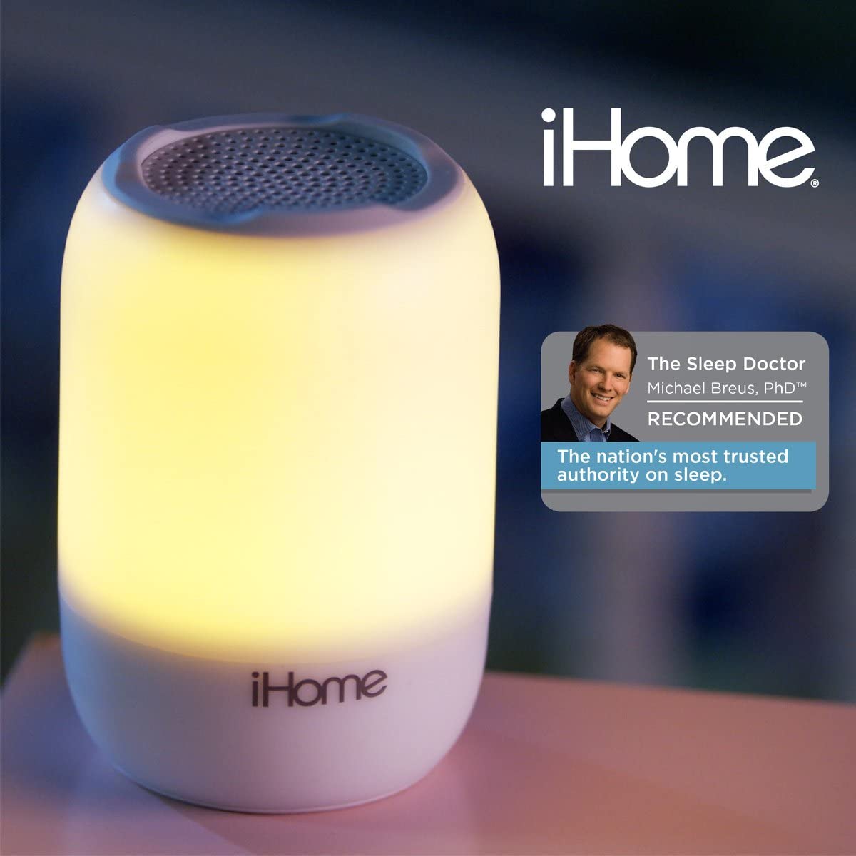 iHome Night Light with Sound Machine for Baby, Portable White Noise Machine with Sleep Sounds and Lullabies for Kids to Sleep, Ideal for Baby Shower Gifts