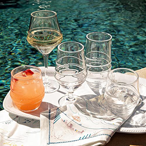 Juliska Amalia Acrylic Wine Glass, Acrylic Glass - Unbreakable, Clear Acrylic, Embossed Drinking Glass