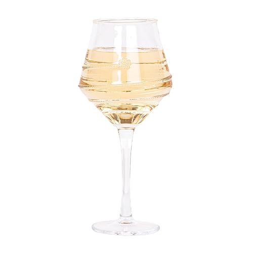 Juliska Amalia Acrylic Wine Glass, Acrylic Glass - Unbreakable, Clear Acrylic, Embossed Drinking Glass