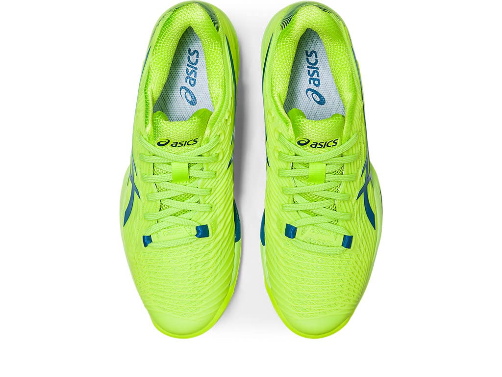 ASICS Women's Solution Speed FlyteFoam 2 Clay Tennis Shoes, 10.5, Hazard Green/Reborn Blue