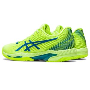 ASICS Women's Solution Speed FlyteFoam 2 Clay Tennis Shoes, 10.5, Hazard Green/Reborn Blue