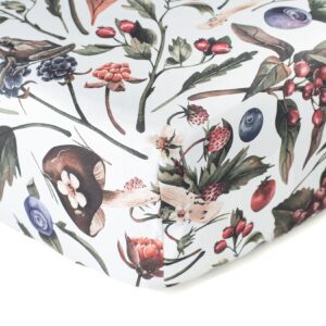 Wilder Twill Fitted Crib Sheet: Forest Berry Forage: 100% Natural Cotton Crib Sheets, Wild Nature, Soft and Breathable, Boys, Girls, Baby, Neutral, Easy Machine Washable, Forest Theme