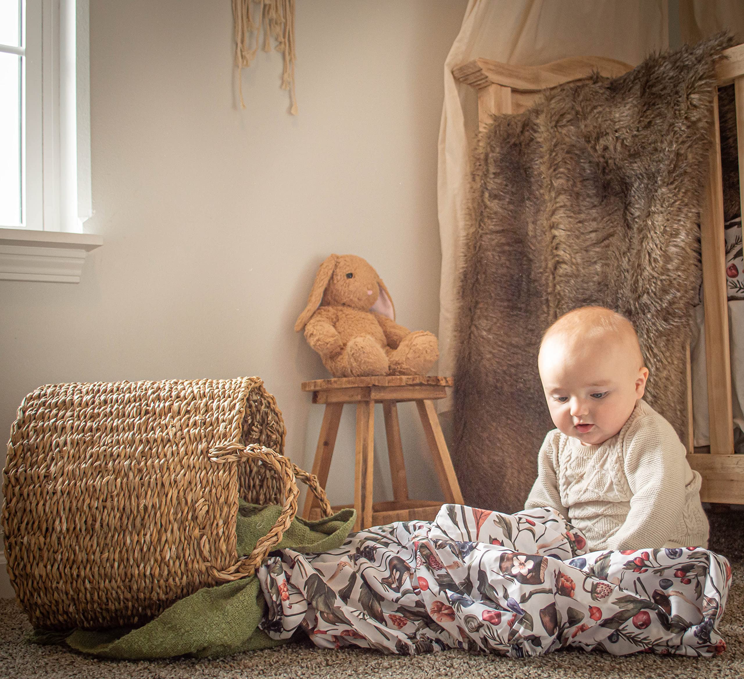 Wilder Twill Fitted Crib Sheet: Forest Berry Forage: 100% Natural Cotton Crib Sheets, Wild Nature, Soft and Breathable, Boys, Girls, Baby, Neutral, Easy Machine Washable, Forest Theme