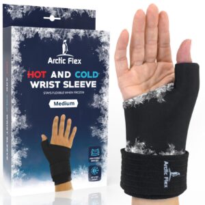 arctic flex wrist ice pack wrap - gel compression support for arthritis hand & thumb - reusable hot & cold therapy brace for pain relief, tendonitis, carpal tunnel, tenosynovitis (fits left & right)