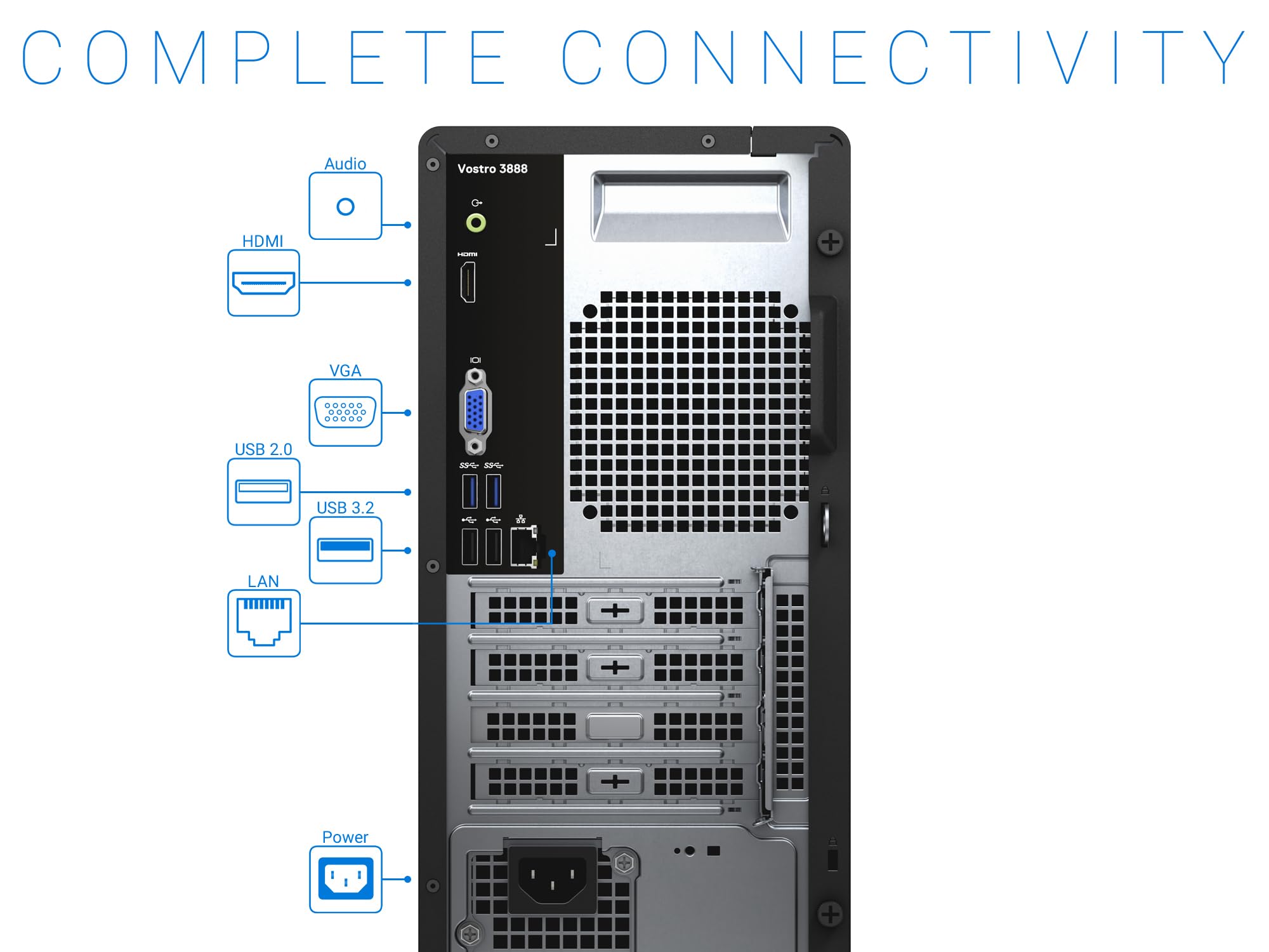 Dell Vostro 3888 3000 Tower Business Desktop Computer, Intel Octa-Core i7-10700 up to 4.8GHz, 32GB DDR4 RAM, 1TB PCIe SSD + 1TB HDD, DVDRW, 802.11AC WiFi, Bluetooth, Keyboard & Mouse, Windows 11 Pro